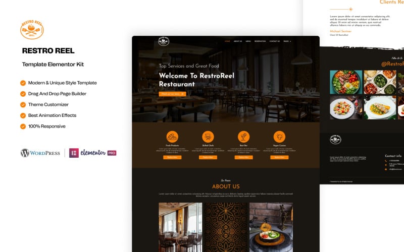 Foodland - Hotel and Restaurant Services Elementor One Page Template