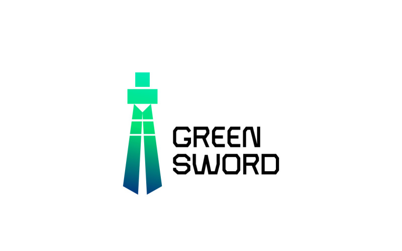 Green Sword Tie - Gradient Tech Logo - TemplateMonster