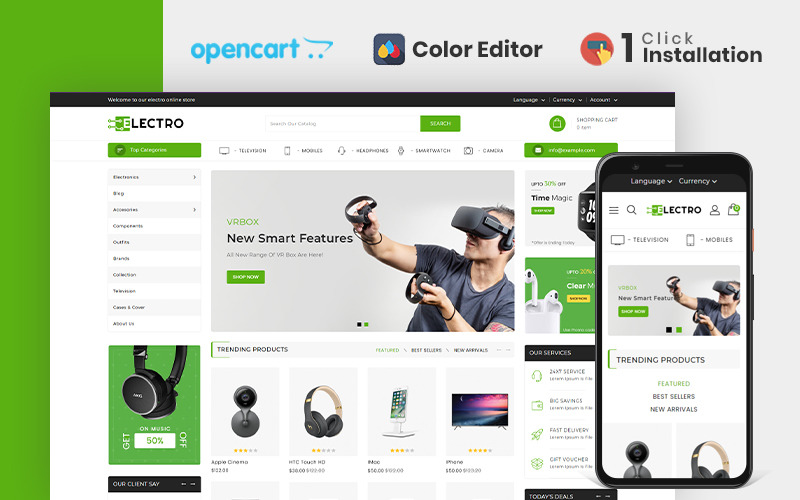 Electro Electronics Store OpenCart Template - TemplateMonster