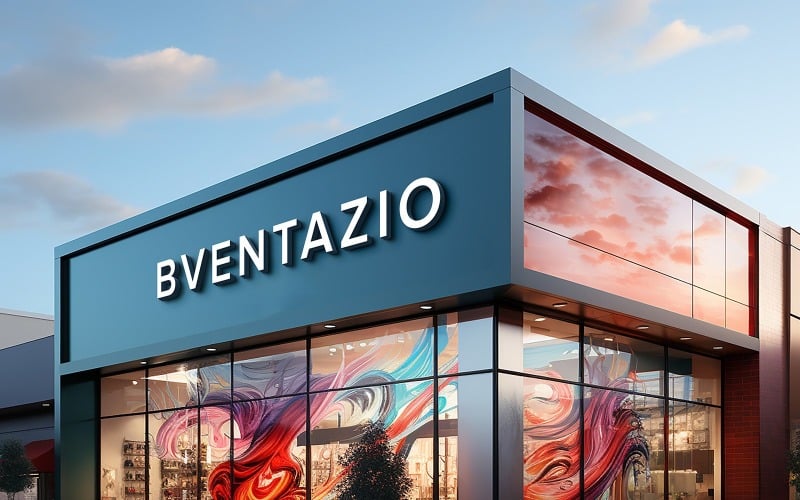 Logo Store Facade Sign Mockup Realistic - TemplateMonster