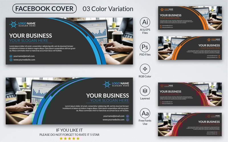 Business Minimal Facebook Cover Design Template Social Media