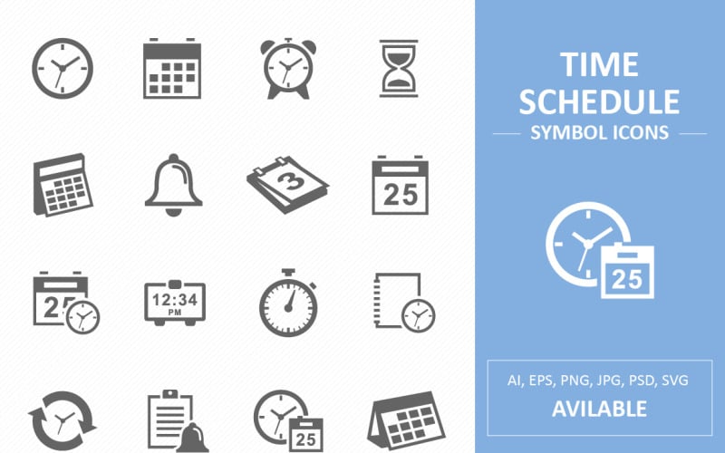 Time and Schedule Symbol Icons #208049 - TemplateMonster