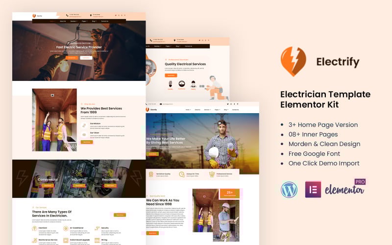 Power Source Electric Service Ready to Use Template Elementor Landing Page Template