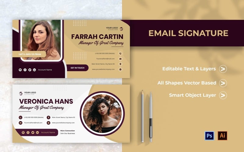 Cream Maroon Email Signature #208455 - TemplateMonster