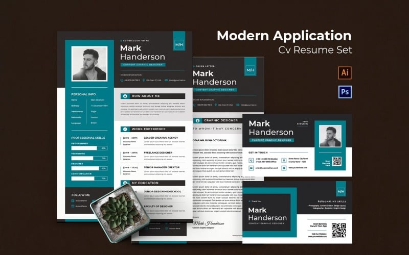 Modern Application CV Resume #208483 - TemplateMonster