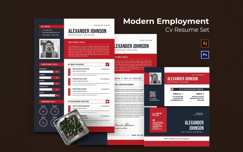 Modern Employment CV Resume #208487 - TemplateMonster