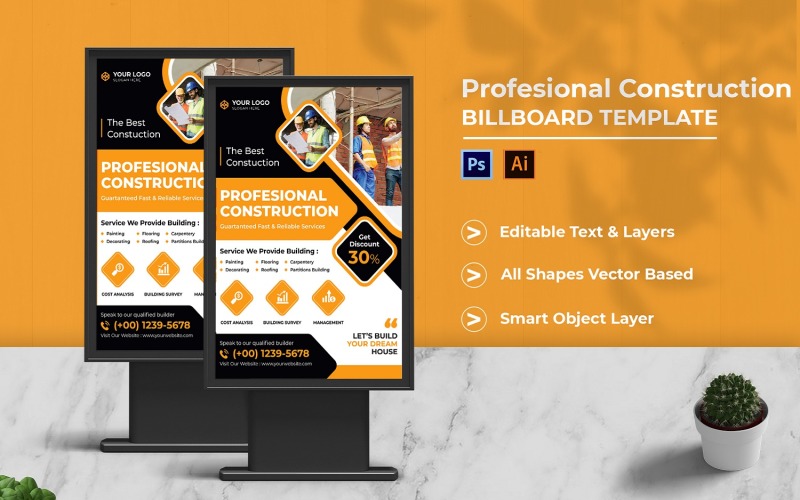 Professional Construction Billboard Portrait