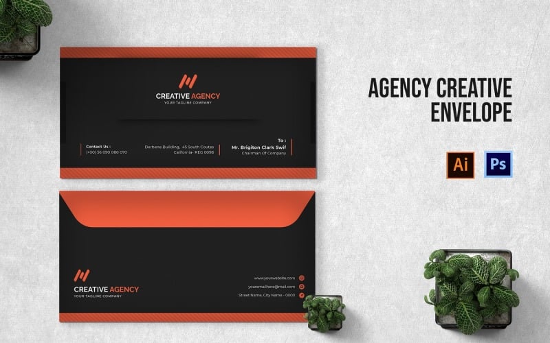 Agency Creative Envelope Template #208519 - TemplateMonster