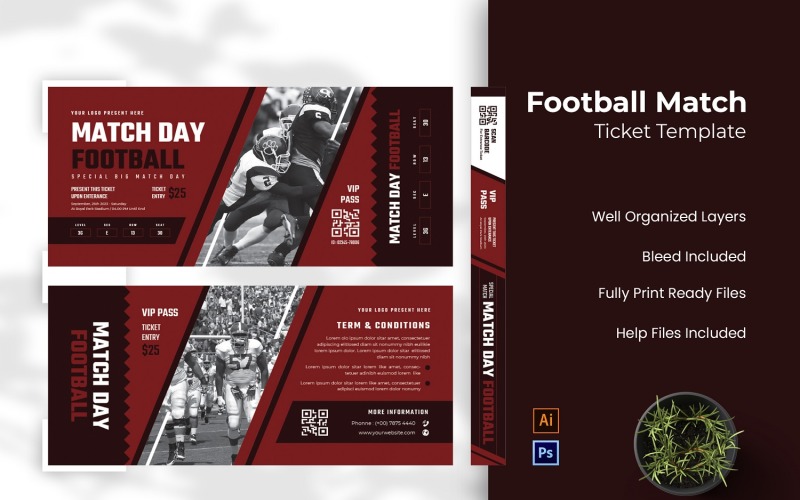 Football Match Ticket Template #208545 - TemplateMonster