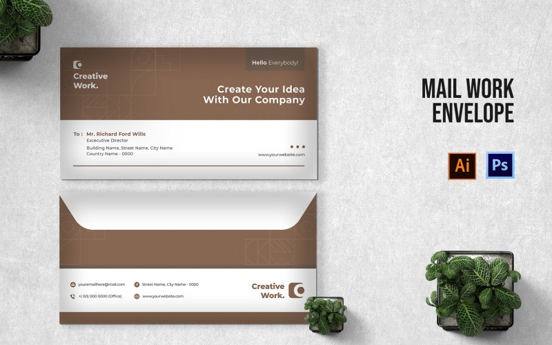 Mail Work Envelope Template #208520 - TemplateMonster
