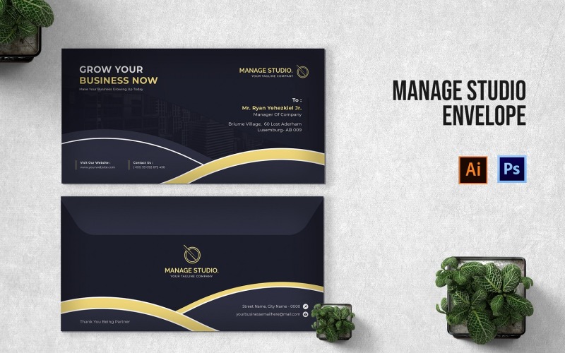 Manage Studio Envelope Template #208512 - TemplateMonster
