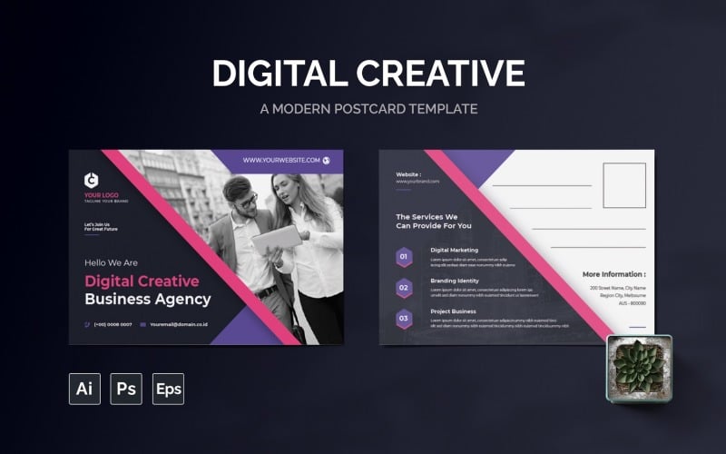 Digital Creative Post Card Template #208602 - TemplateMonster