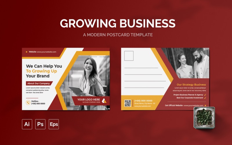 Growing Business Post Card #208604 - TemplateMonster
