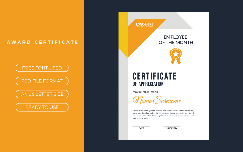 Award Certificate Design Frame #208735 - TemplateMonster