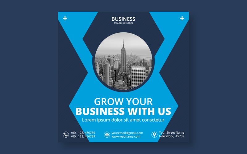 Corporate Business Square Flyer Design - TemplateMonster