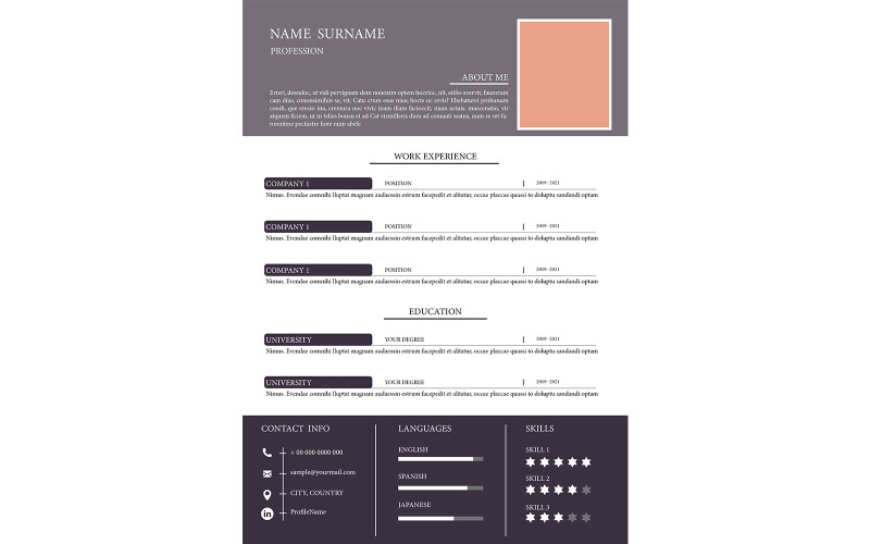 Minimalistic CV/Resume Template #209547 - TemplateMonster