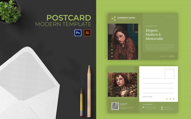 Modèle d'impression de carte postale à la mode