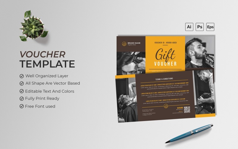 Retro Gift Voucher Print Template #209941 - TemplateMonster