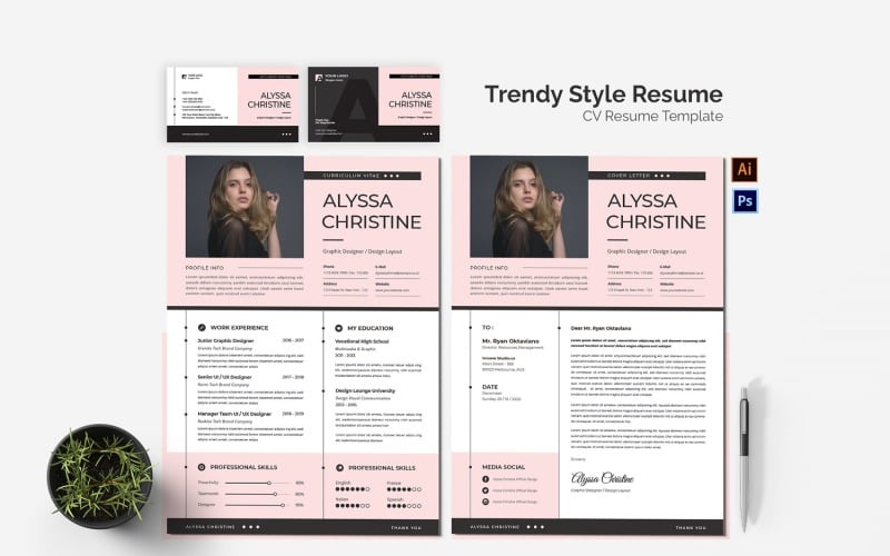 Trendy Style CV Resume Set #210007 - TemplateMonster