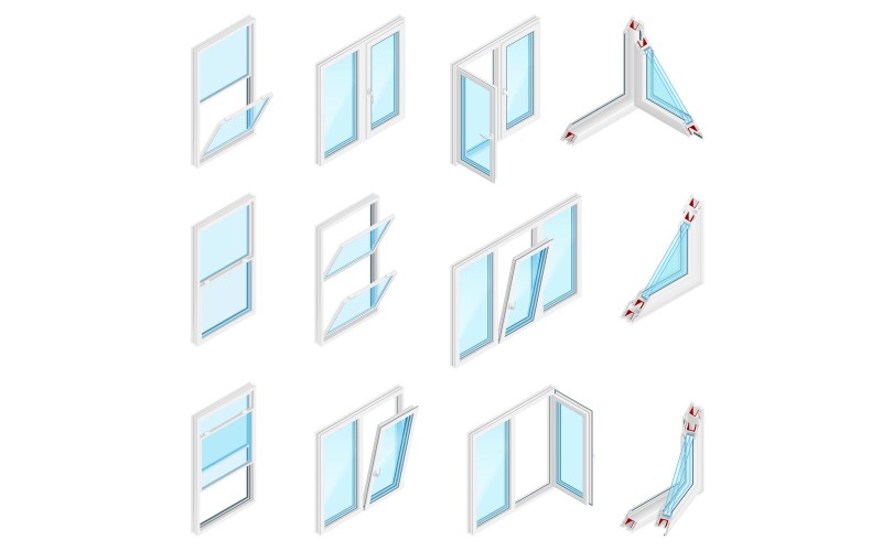 Isometric Installation Service Windows Set 210350402 Vector ...