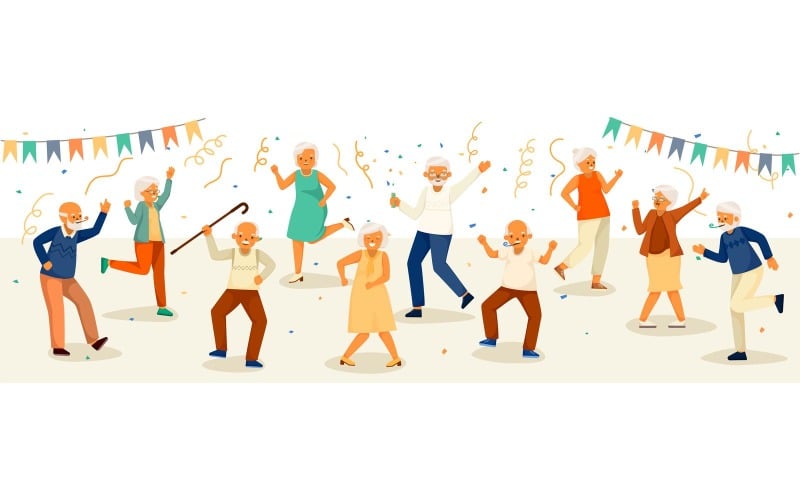 Ouderen Gelukkig Leven Cartoon 210270307 Vector Illustratie Concept