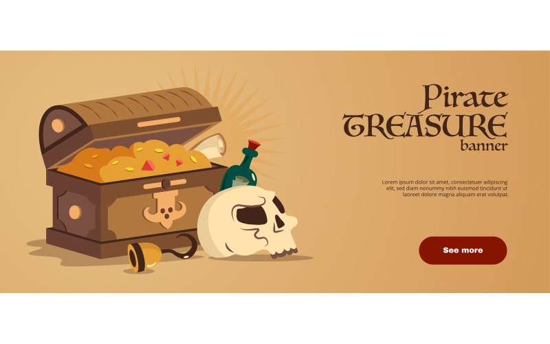 Pirate Treasure Map Horizontal Banner 210251818 Vector Illustration Concept