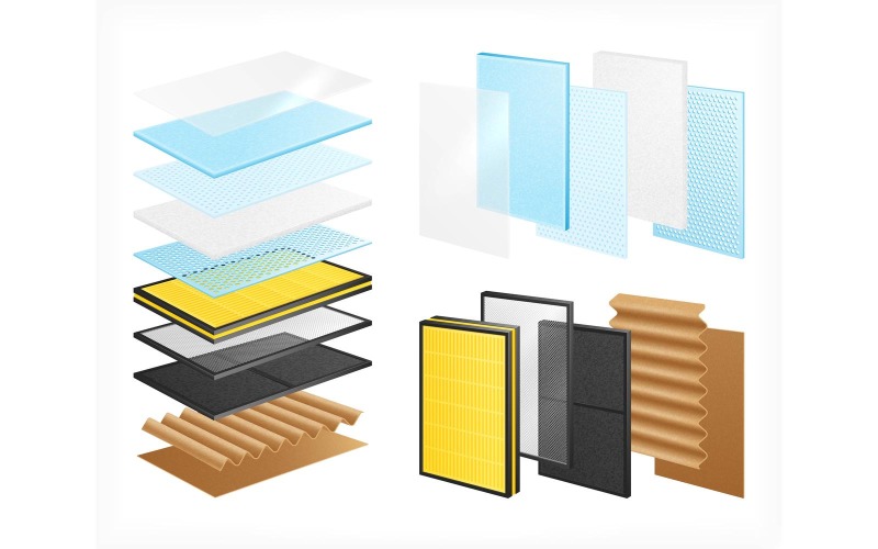 Layered Materials Realistic Set 210230922 Vector Illustration Concept