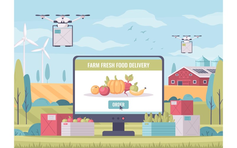 Smart Farming Cartoon 210220311 Vektor-Illustration-Konzept