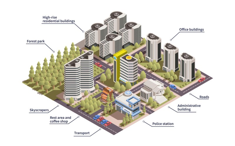 Éléments de la ville moderne Infographie isométrique-01 201260708 ...
