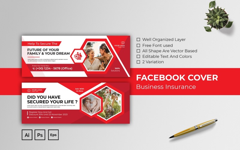 Business Insurance Facebook Cover #210704 - TemplateMonster
