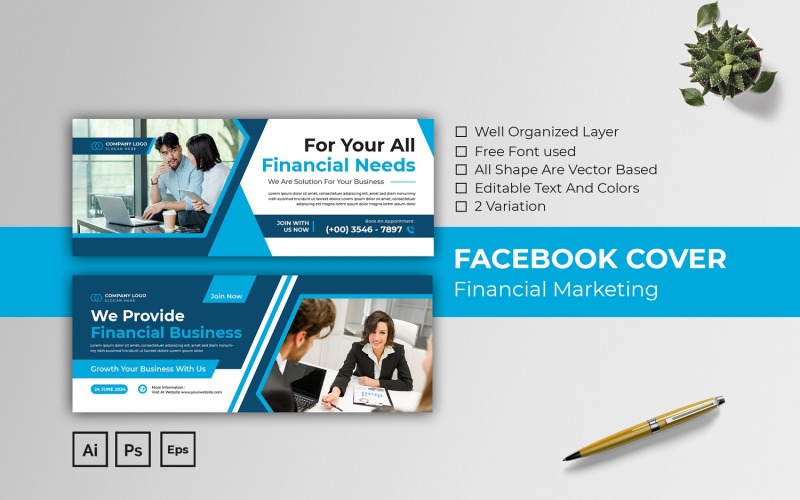 Financial Marketing Facebook Cover #210705 - TemplateMonster