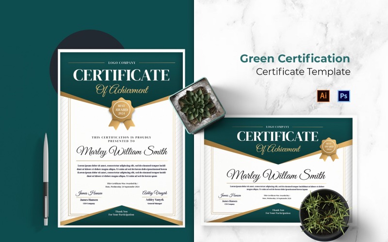 Green Certification Certificate #210730 - TemplateMonster