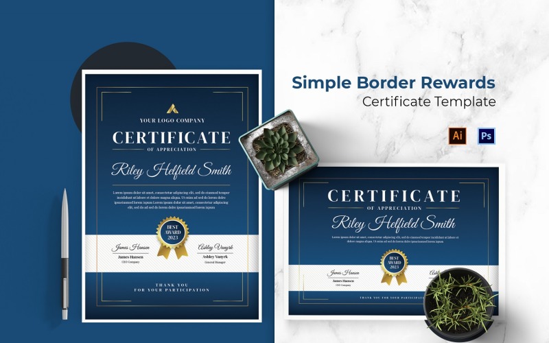 Simple Border Rewards Certificate #210738 - TemplateMonster