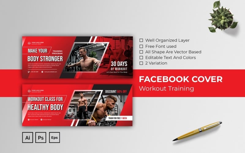 Workout Training Facebook Cover #210700 - TemplateMonster