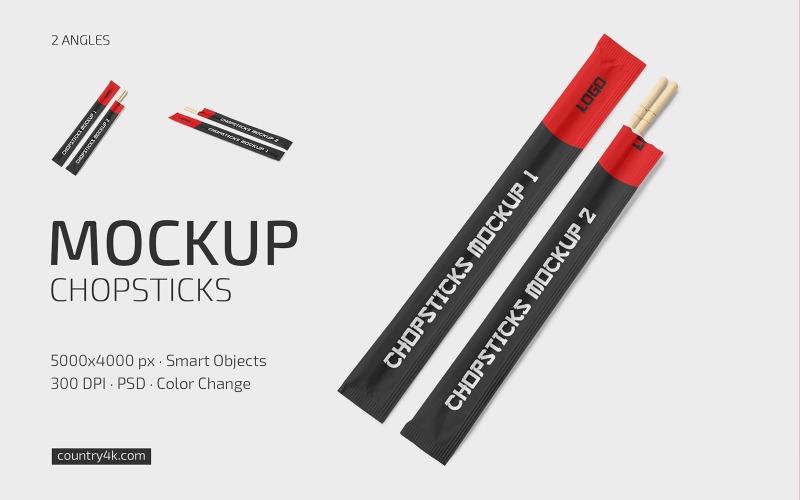 Chopsticks Packaging Mockup Set #211518 - TemplateMonster