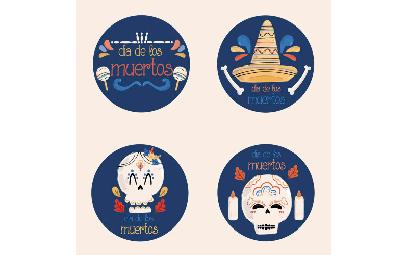 Day of the Dead Labels Collection Illustration