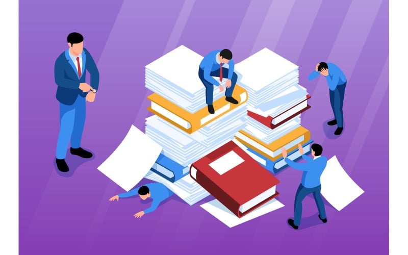 Isometric Unorganized Office Work Horizontal Illustration 201210531 ...