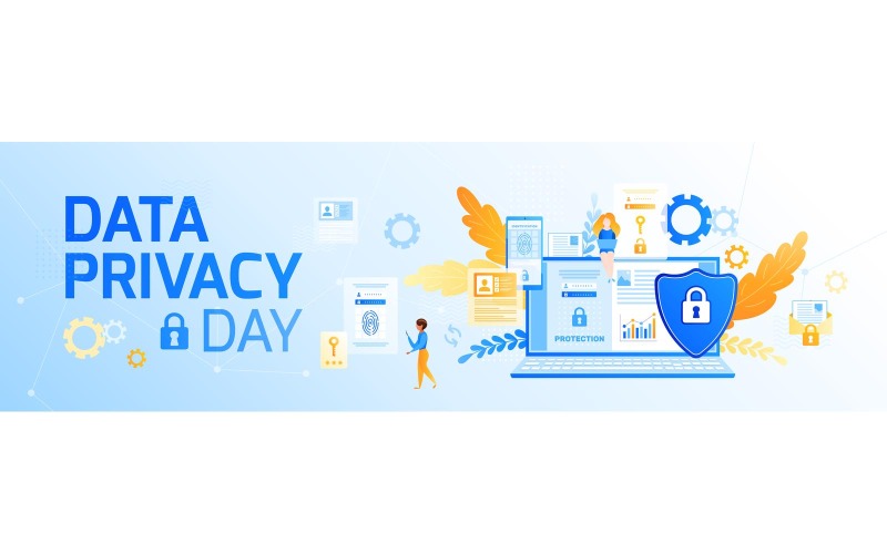 Data Privacy Day Banner Composition Flat 210130905 Vector Illustration ...