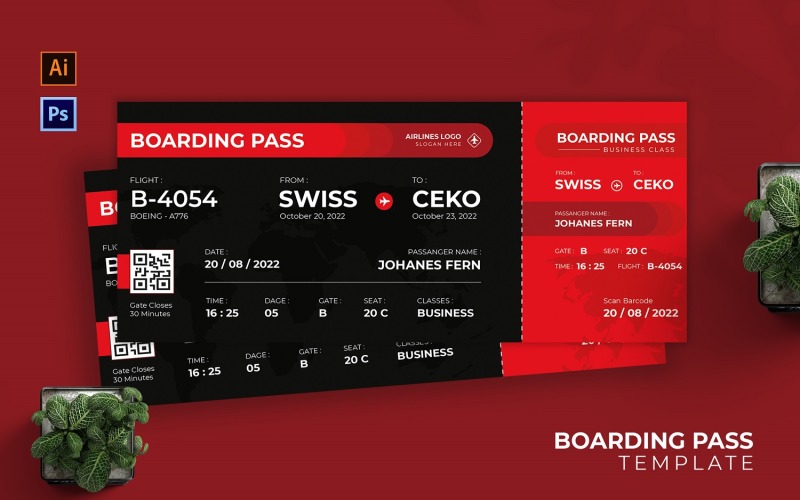 Corporate Agent Boarding Pass #212326 - TemplateMonster
