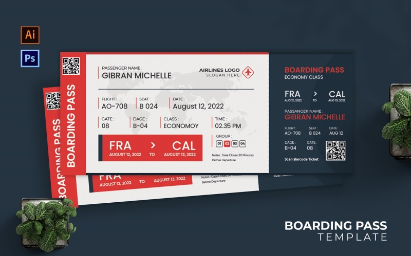 Extra Class Boarding Pass #212312 - TemplateMonster