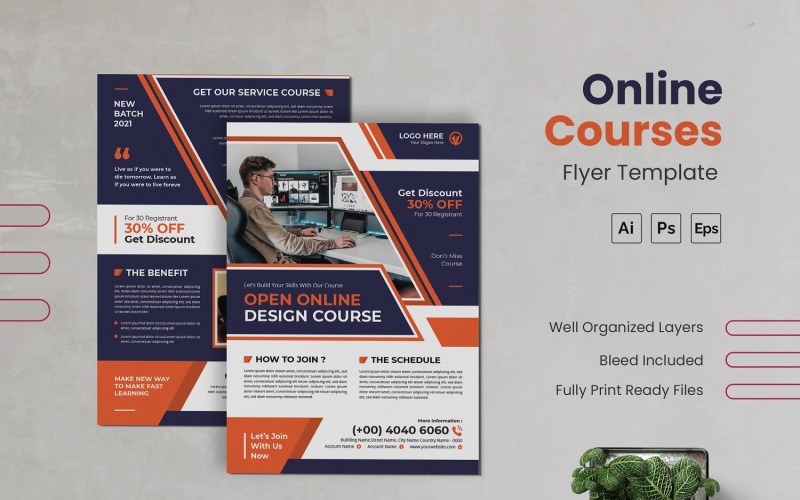 Folleto del curso en línea moderno #212360 - TemplateMonster