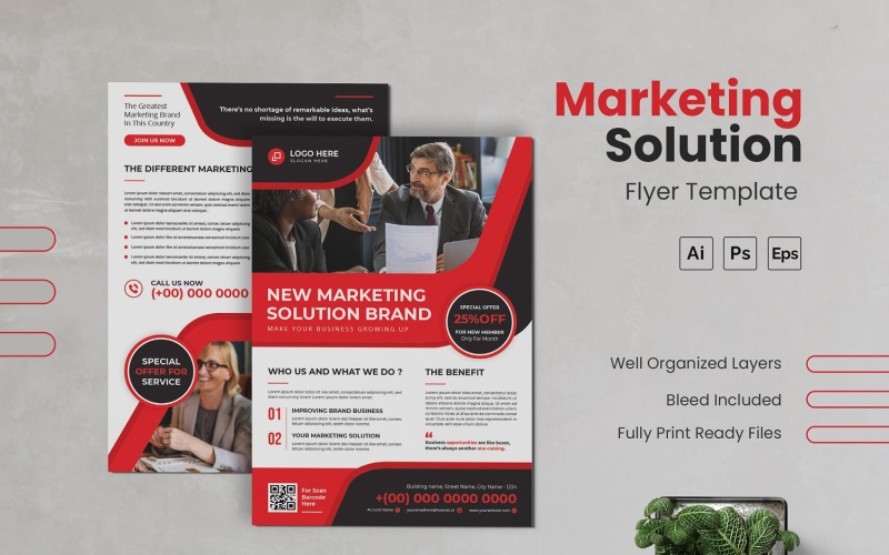 Marketing Solution Flyer Template #212356 - TemplateMonster