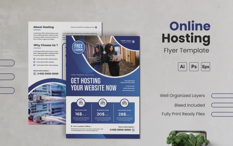 Online Hosting Flyer Template #212359 - TemplateMonster