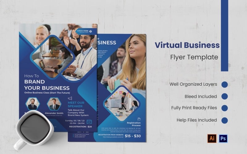 Virtual Business Class Flyer #212332 - TemplateMonster