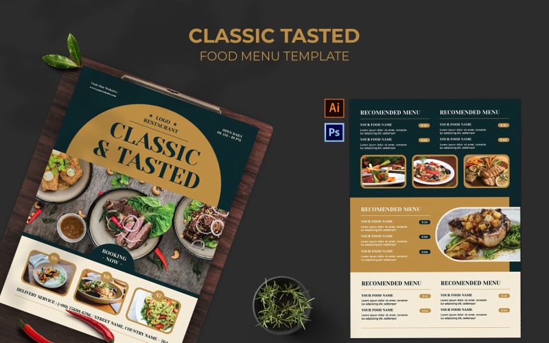 Classic Tasted Food Menu Template #212409 - TemplateMonster