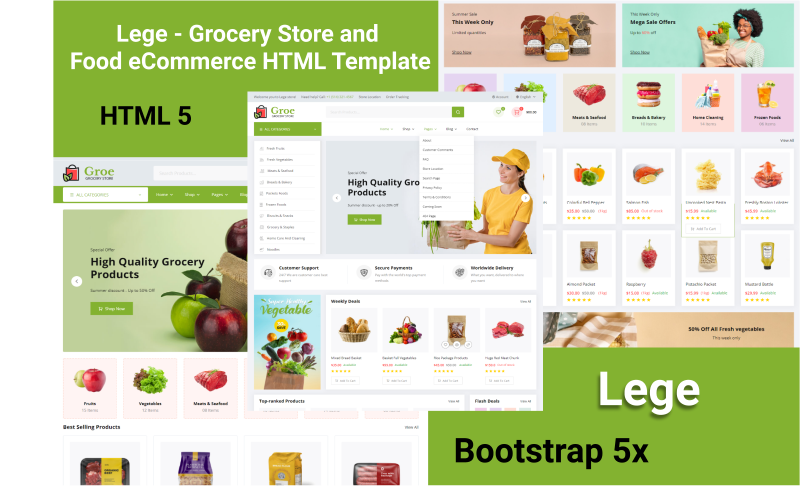 Lege - Modèle HTML de commerce électronique pour les épiceries et les ...