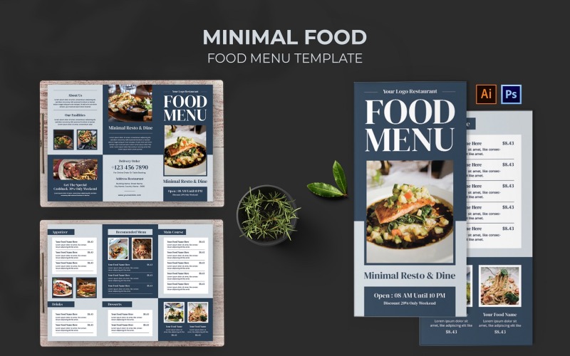 Minimal Food Menu Template #212411 - TemplateMonster