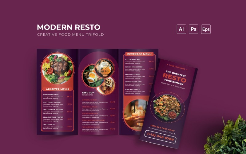 Modern Resto Food Menu Template #212444 - TemplateMonster