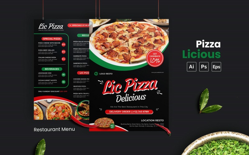 Pizza Licious Food Menu Template #212431 - TemplateMonster