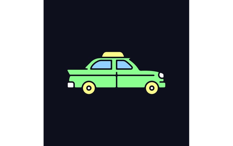 Retro Taxi Car RGB Color Icon For Dark Theme Vectors